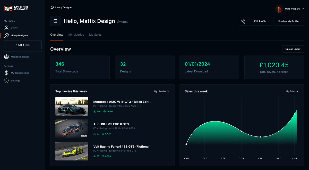 Sim Racing Liveries Showroom & Custom Liveries